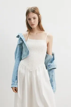 H&m Smocked Flared Maxi Dress