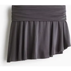 H&m Foldover-waist Asymmetric Yoga Skirt - Dark Gray