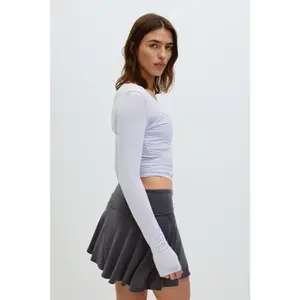 H&m Foldover Waist Asymmetric Yoga Skirt - Dark Gray