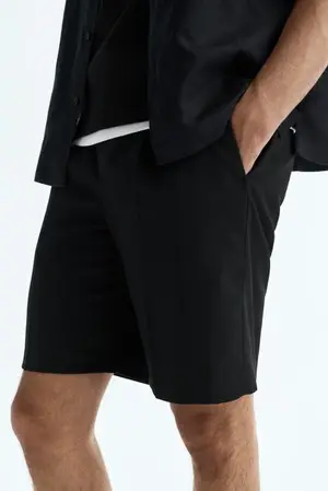 H&m Loose Fit Twill Bermuda Shorts - Black