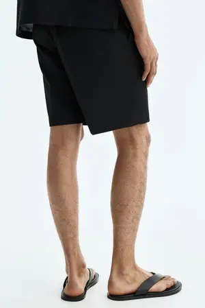 H&m Loose Fit Twill Bermuda Shorts - Black