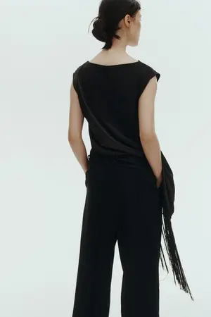 H&m Tailored Linen-blend Trousers - Black