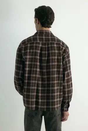 H&m Loose Fit Shirt - Brown/plaid