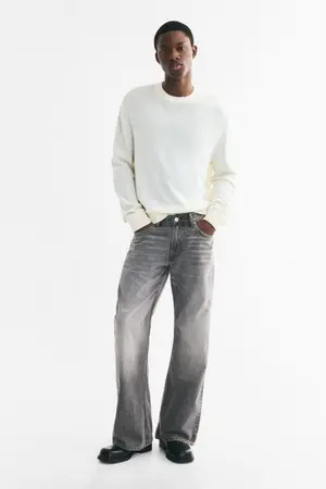H&M Relaxed Bootcut Jeans In Cotton Denim - Denim Gray