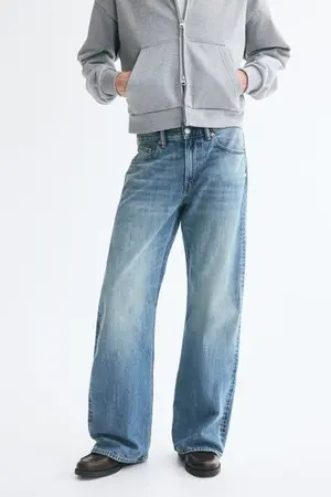 H&M Relaxed Bootcut Jeans In Cotton Denim - Light Denim Blue