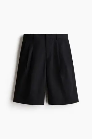 H&m Loose Fit Twill Bermuda Shorts - Black