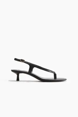 H&m Kitten-heeled Sandals With Square Toe And Adjustable Ankle Strap - Black