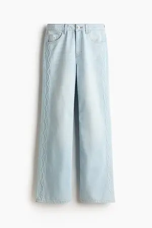 H&m Wide High Waist Jeans - Light Denim Blue
