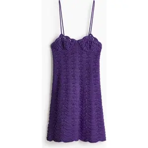 H&m Crochet-look Strappy Dress - Violet