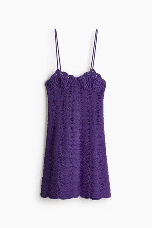 H&m Crochet-look Strappy Dress - Violet
