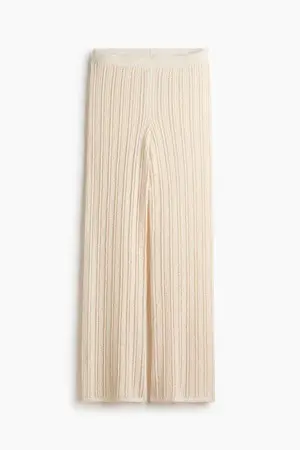 H&m Wide Crochet-look Trousers - Light Beige