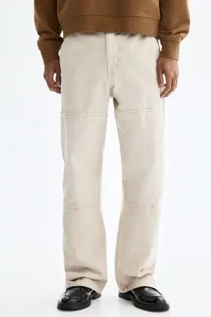 H&m Regular Fit Carpenter Trousers - Light Beige