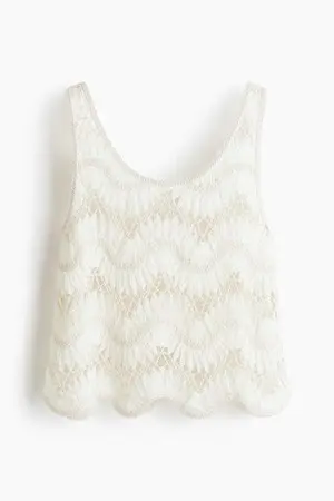 H&m Crochet-look Top - Ivory