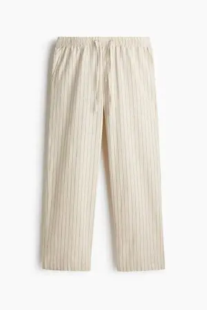 H&m Relaxed Fit Linen-blend Trousers - Beige/striped