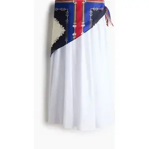 H&m A-line Skirt With Hip Scarf - White/red