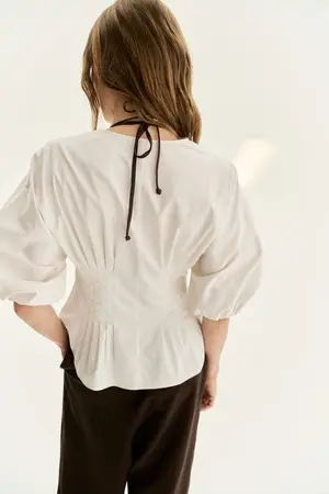 H&m Waisted Cotton Blouse