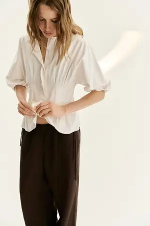 H&m Waisted Cotton Blouse