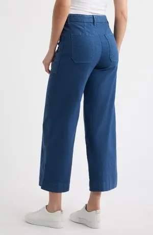 Frank & Eileen Stretch Cotton & Linen Crop Wide Leg Carpenter Pants