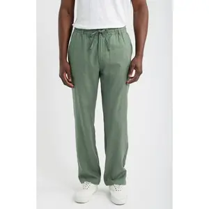 Mack Weldon Straight Leg Linen Blend Drawstring Pants - Cactus