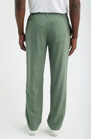 Mack Weldon Straight Leg Linen Blend Drawstring Pants - Cactus