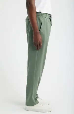 Mack Weldon Straight Leg Linen Blend Drawstring Pants - Cactus
