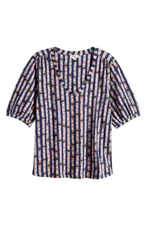 NIC+ZOE Striped Cotton & Modal V-neck Top