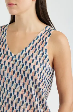 NIC+ZOE Printed Ramie Blend Sweater Tank