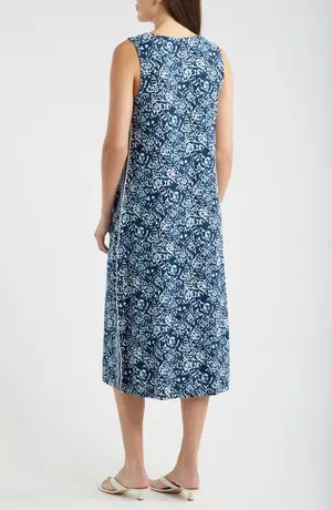 NIC+ZOE Shibori Lily Print Sleeveless Midi Dress