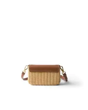 Prada Small Wicker And Leather Shoulder Bag