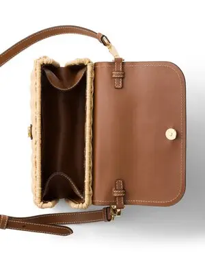 Prada Small Wicker And Leather Shoulder Bag