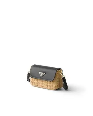 Prada Small Wicker And Leather Shoulder Bag