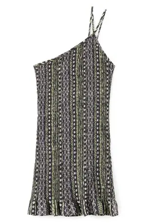 Mango One-shoulder Smocked Minidress