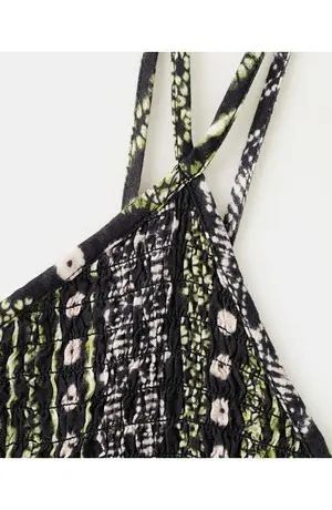 Mango One-shoulder Smocked Minidress