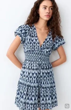 Mango Metallic Shimmer Smocked Minidress