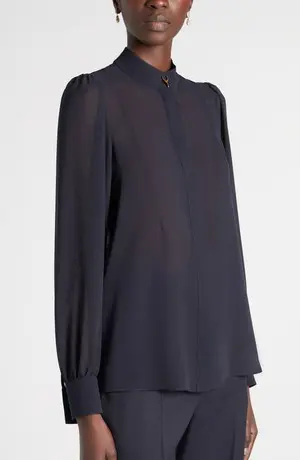 Alexander McQueen Wishbone Silk Crêpe De Chine Button-up Shirt