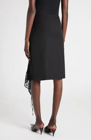 Alexander McQueen Lace Insert Wool Pencil Skirt
