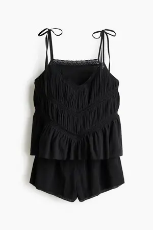 H&m Lace-detail Cotton Pyjamas - Black