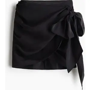 H&m Draped Wrap Skirt - Black