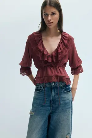 H&M Flounced Peplum Blouse