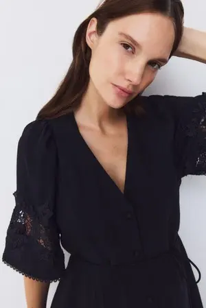 H&m Mama Crinkled Broderie Anglaise Dress
