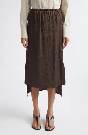 Ossou Crinkle Satin High-low Slip Skirt - Cedar