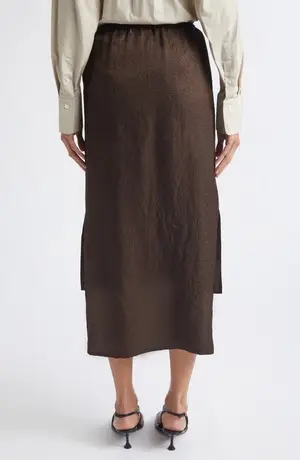 Ossou Crinkle Satin High-low Slip Skirt