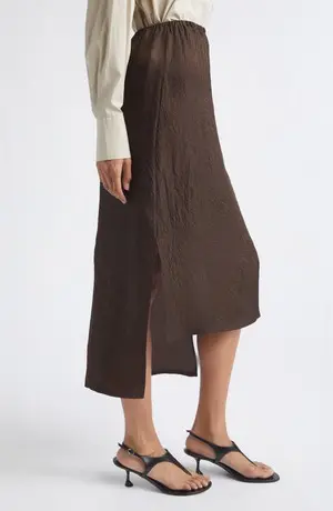 Ossou Crinkle Satin High-low Slip Skirt
