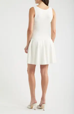 MILLY Marea Sleeveless Fit & Flare Sweater Dress - Ecru