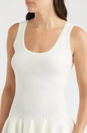 MILLY Marea Sleeveless Fit & Flare Sweater Dress - Ecru