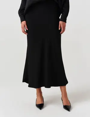 GHOST LONDON Lyra Crepe Midi Skirt - Black