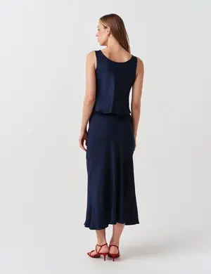GHOST LONDON Lyra Crepe Midi Skirt