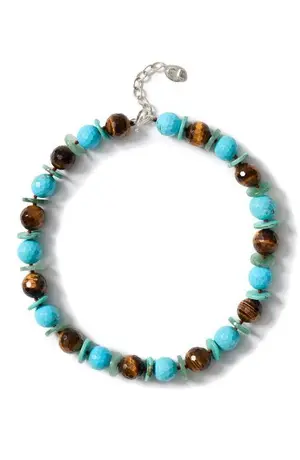 Chan Luu Beaded Collar Necklace With Semiprecious Stones - Turquoise