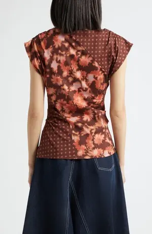 3.1 Phillip Lim Desert Floral Patchwork Cap Sleeve Cotton Top