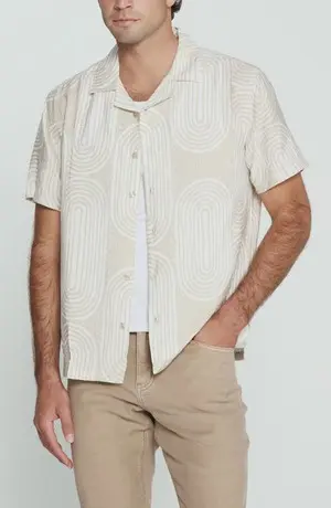 7 Diamonds Adrien Geometric Print Camp Shirt